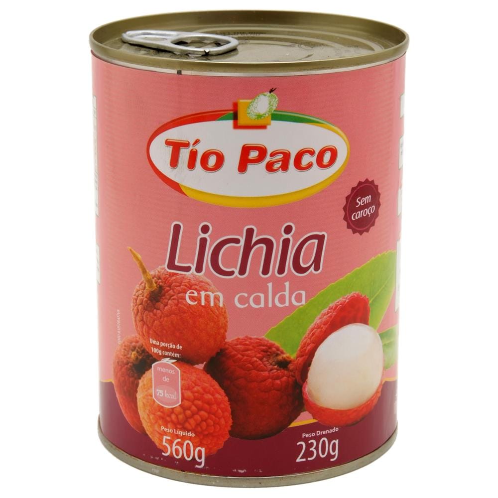 Lichia em Calda sem Caroço Tio Paco Lata 560 g | Mega Box Atacadista