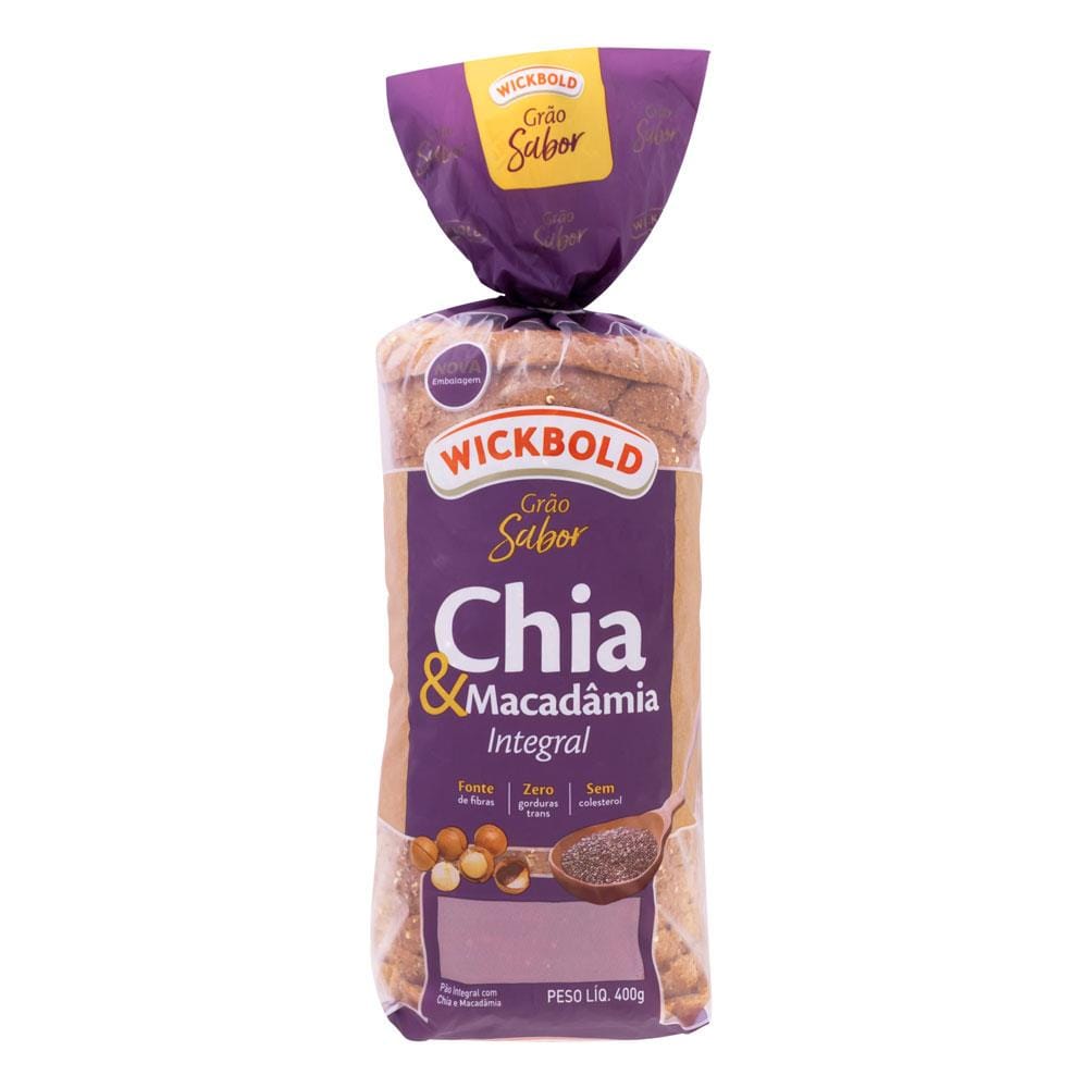 Pão de Fôrma Integral Wickbold Grão Sabor Chia e Macadâmia 400 g | Mega ...